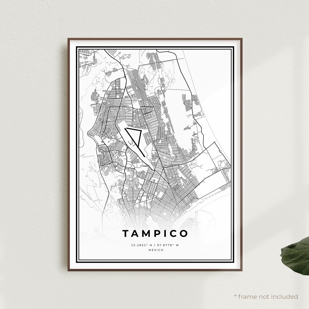 Tampico Map Print, Tampico Street Map Poster, mexico, Modern Minimalist ...