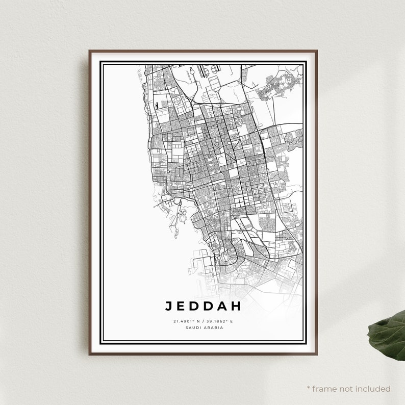 Jeddah Map Print Jeddah Street Map Postersaudi Arabia - Etsy