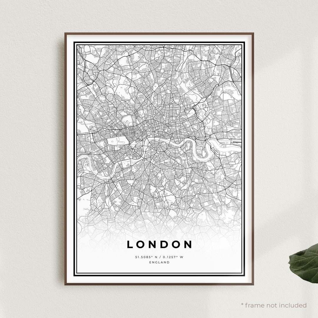 London Map Print, London Street Map Poster, UK, Modern Minimalist Map ...