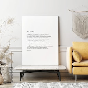 Sea Fever by John Masefield Poem Canvas Print - Poetry Print Gift ...