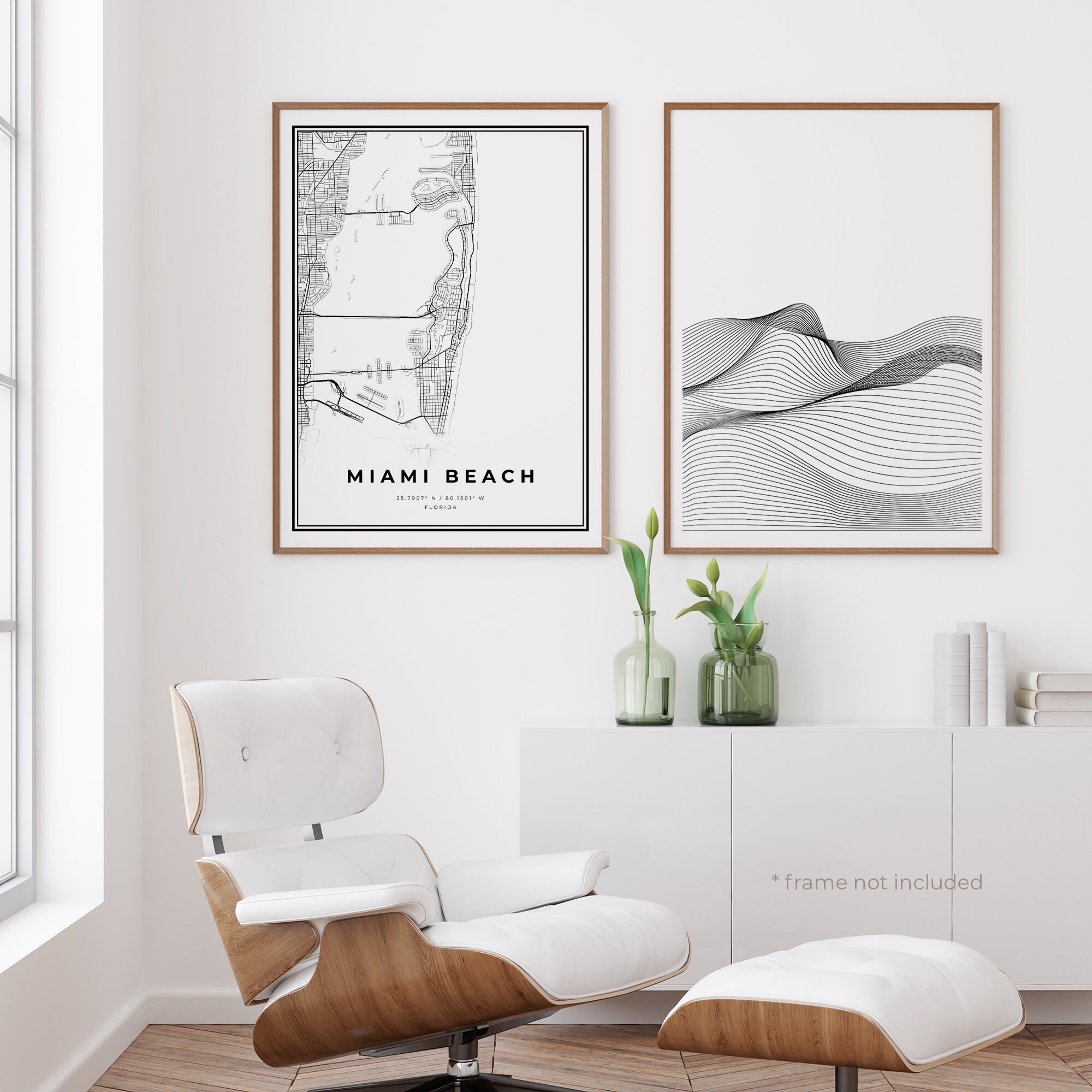 Miami Beach Map Print Miami Beach Street Map Poster Florida | Etsy