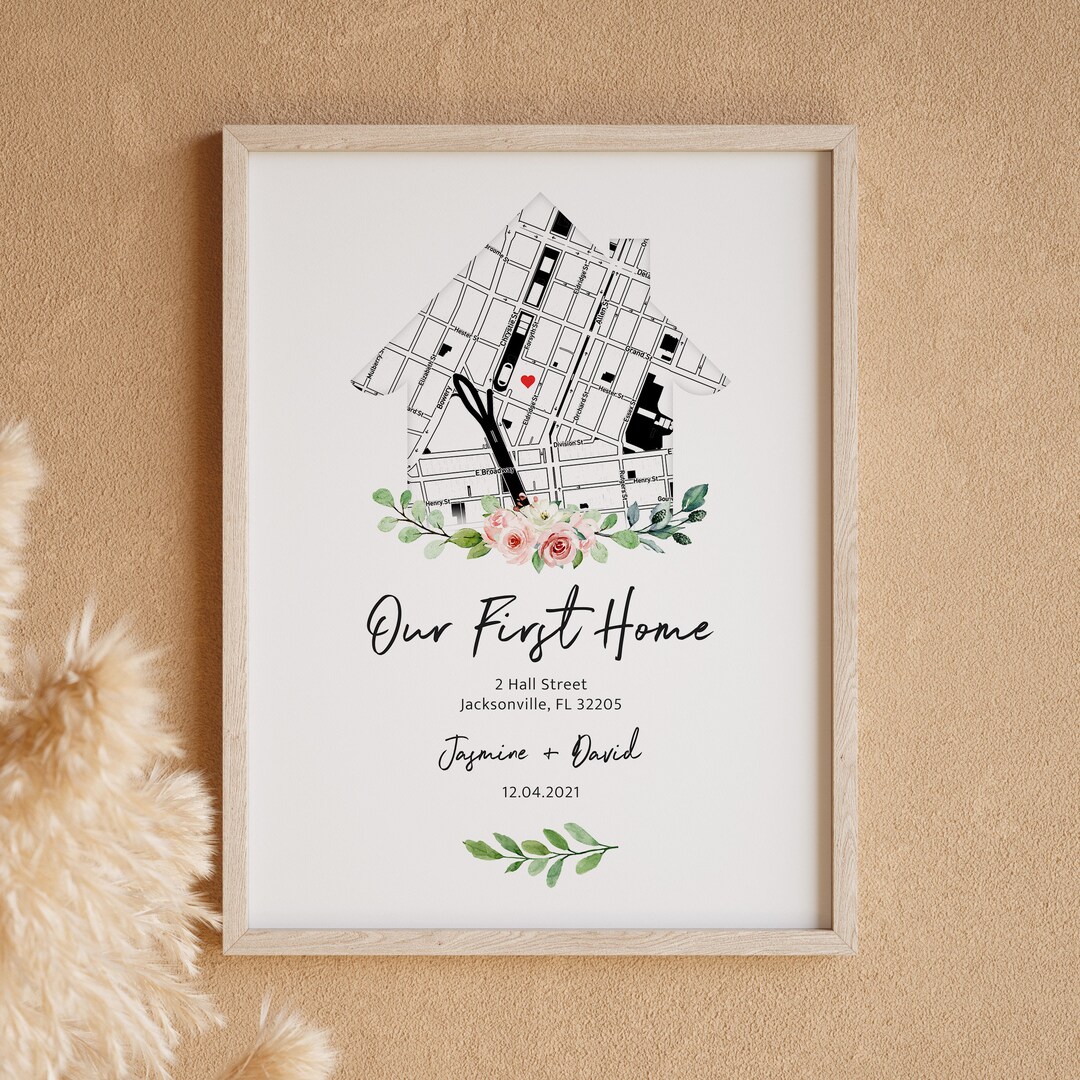Personalized Home Map, Our Home Map, Home Sweet Home, First Home Gift ...