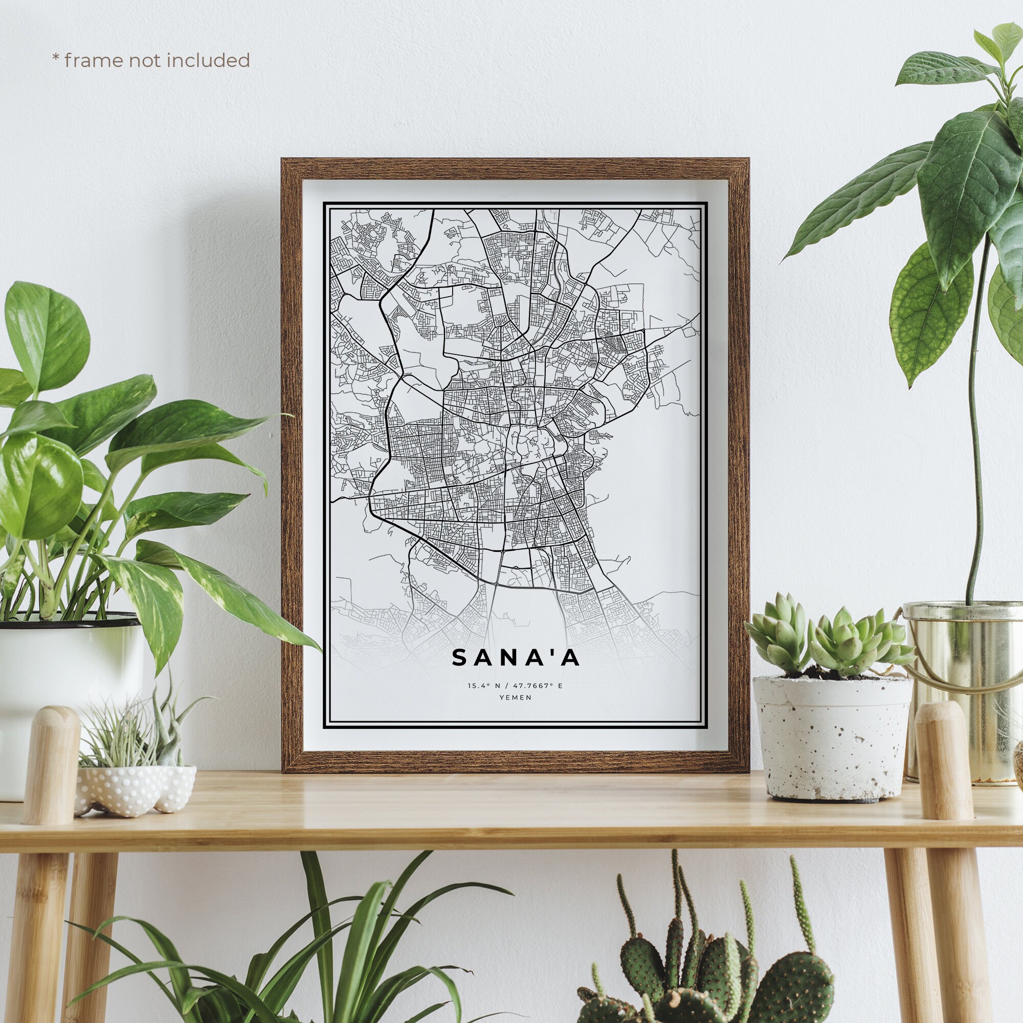 Sana'a Map Print Sana'a Street Map Poster Yemen - Etsy