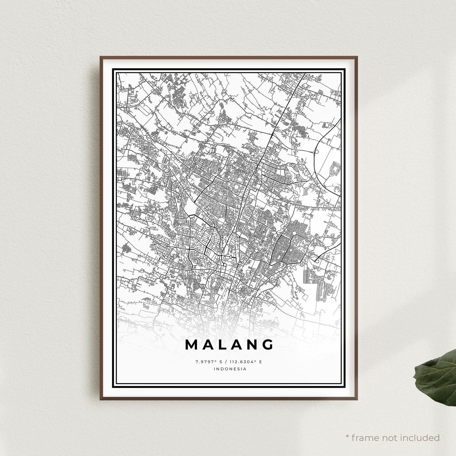 Malang Map Print Malang Street Map Posterindonesia Modern - Etsy
