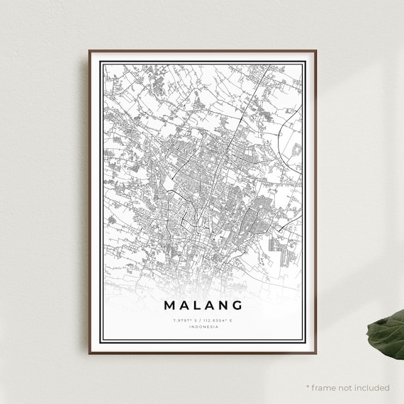 Malang Map Print Malang Street Map Posterindonesia Modern | Etsy