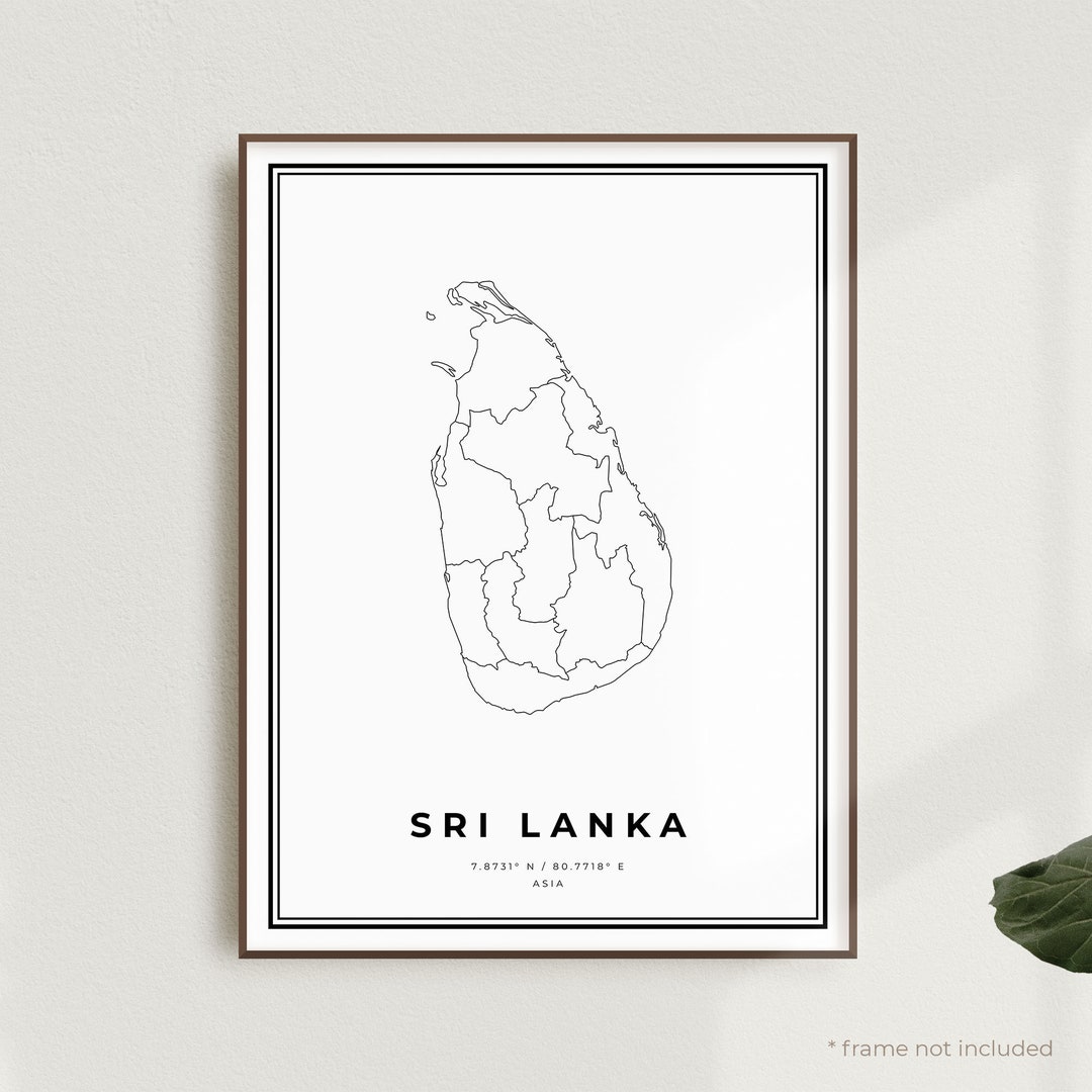 Sri Lanka Map Print, Sri Lanka Street Map Poster, Asia, Modern ...