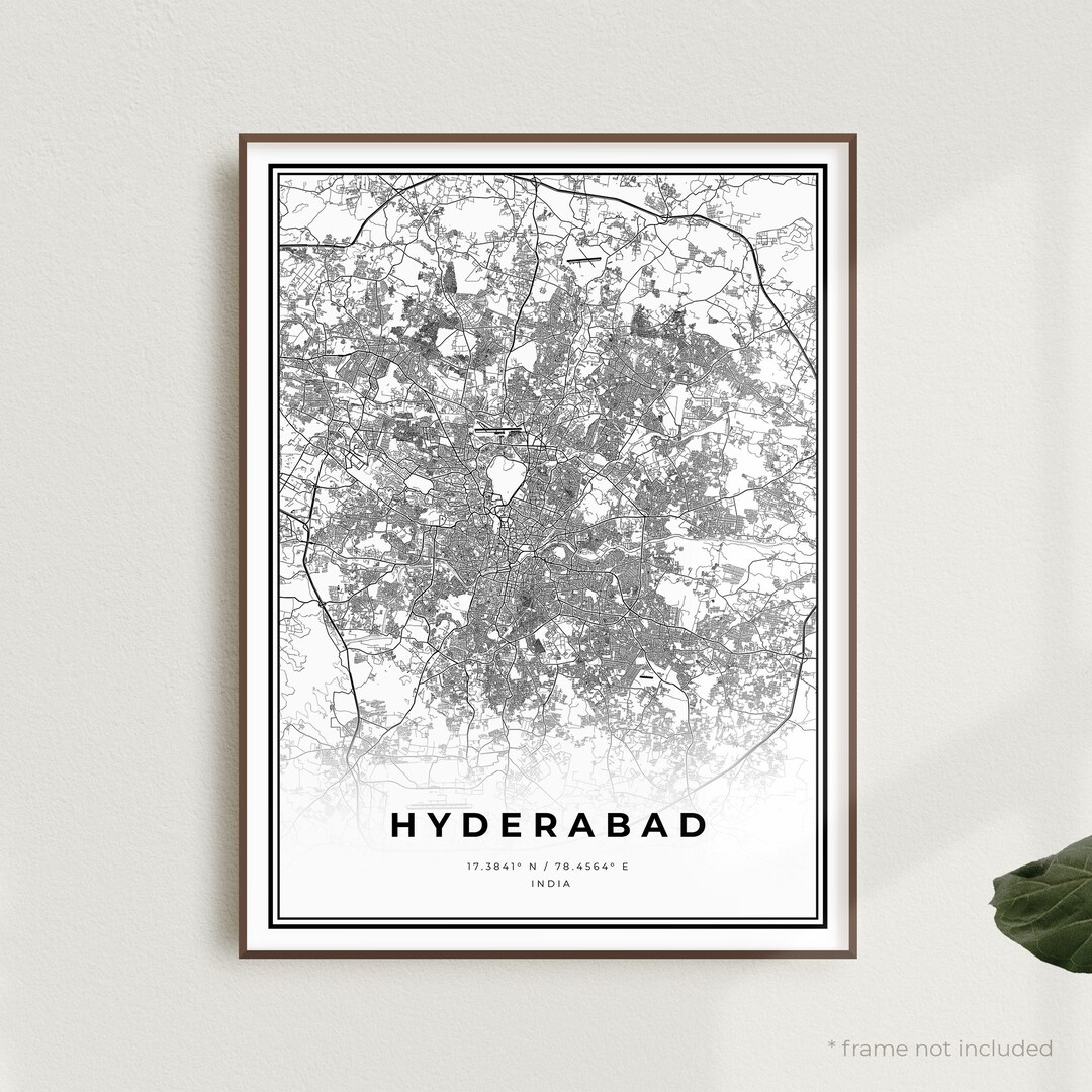 Hyderabad Map Print, Hyderabad Street Map Poster,india, Modern ...