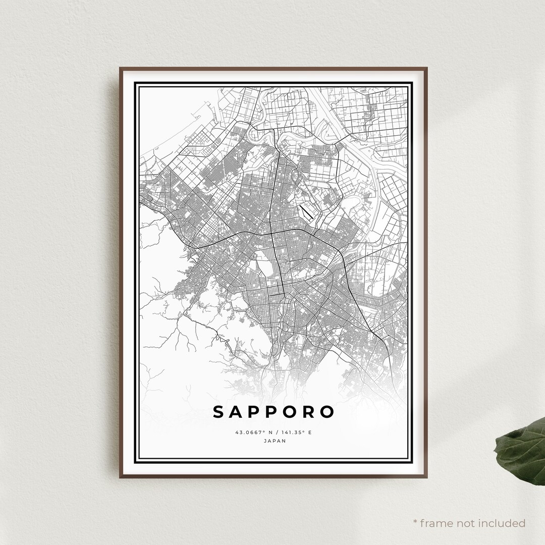 Sapporo Map Print Sapporo Street Map Poster Japan Modern - Etsy