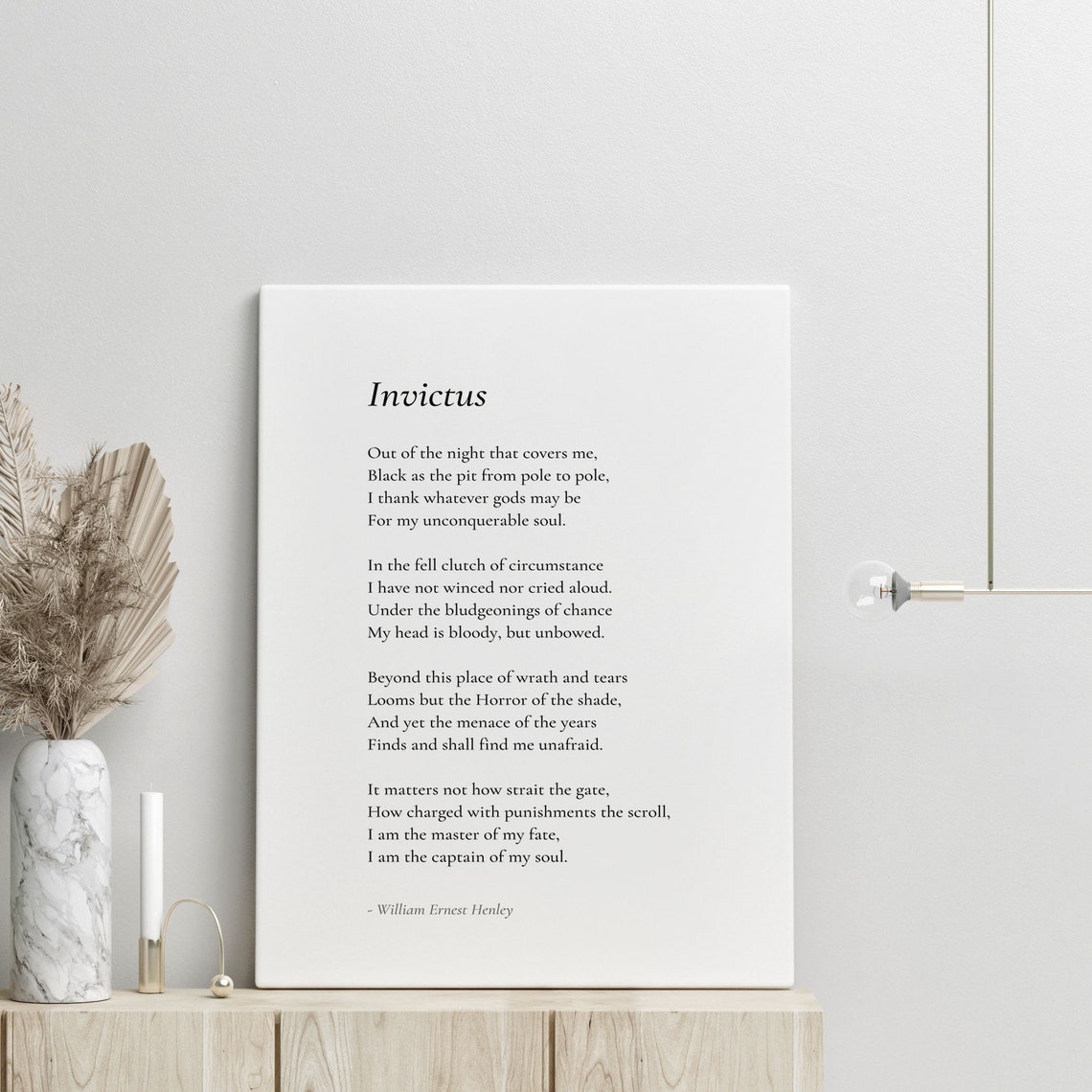 Invictus by William Ernest Henley Poem Canvas Print Poetry | Etsy