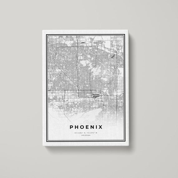 Phoenix Map Print Phoenix Street Map Canvas Arizona Modern - Etsy
