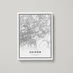 Saigon Map Print, Saigon Street Map Canvas, Viet Nam, Modern Minimalist ...
