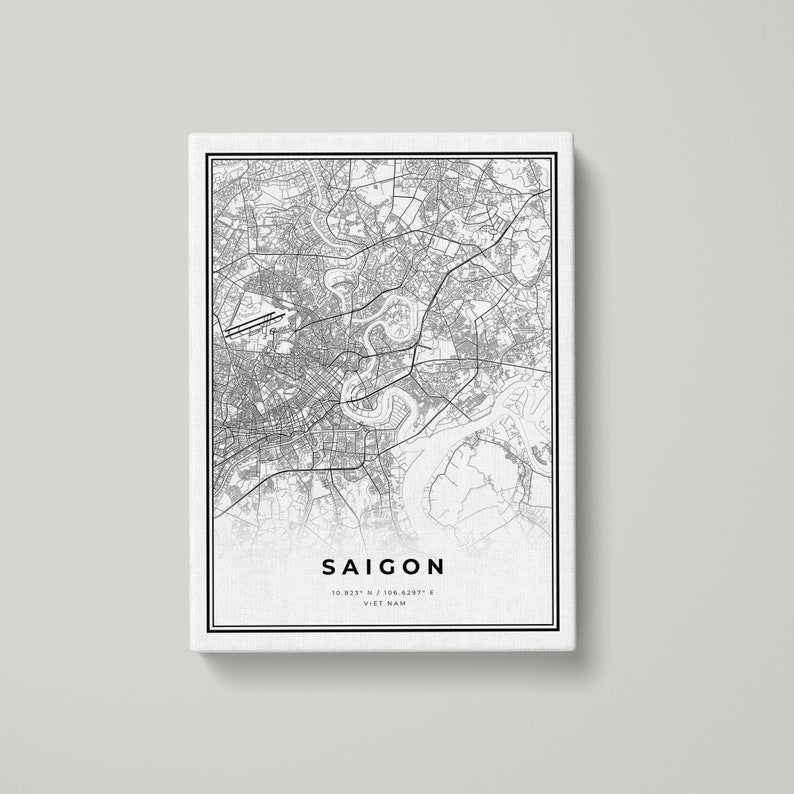 Saigon Map Print Saigon Street Map Canvas Viet Nam Modern | Etsy