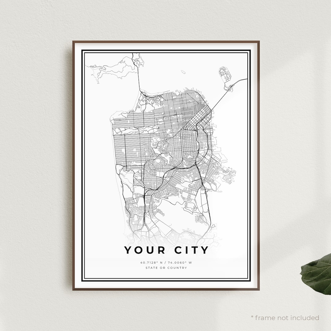 Personalized Map Print, Custom Location Map Poster, Modern Minimalist ...