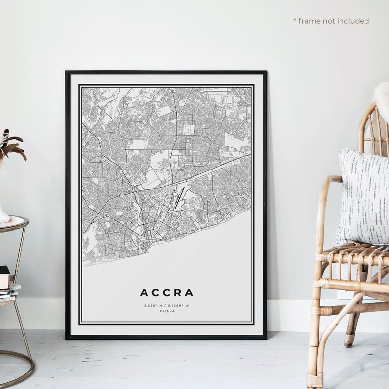 Accra Map Print Accra Street Map Poster Ghana Modern - Etsy