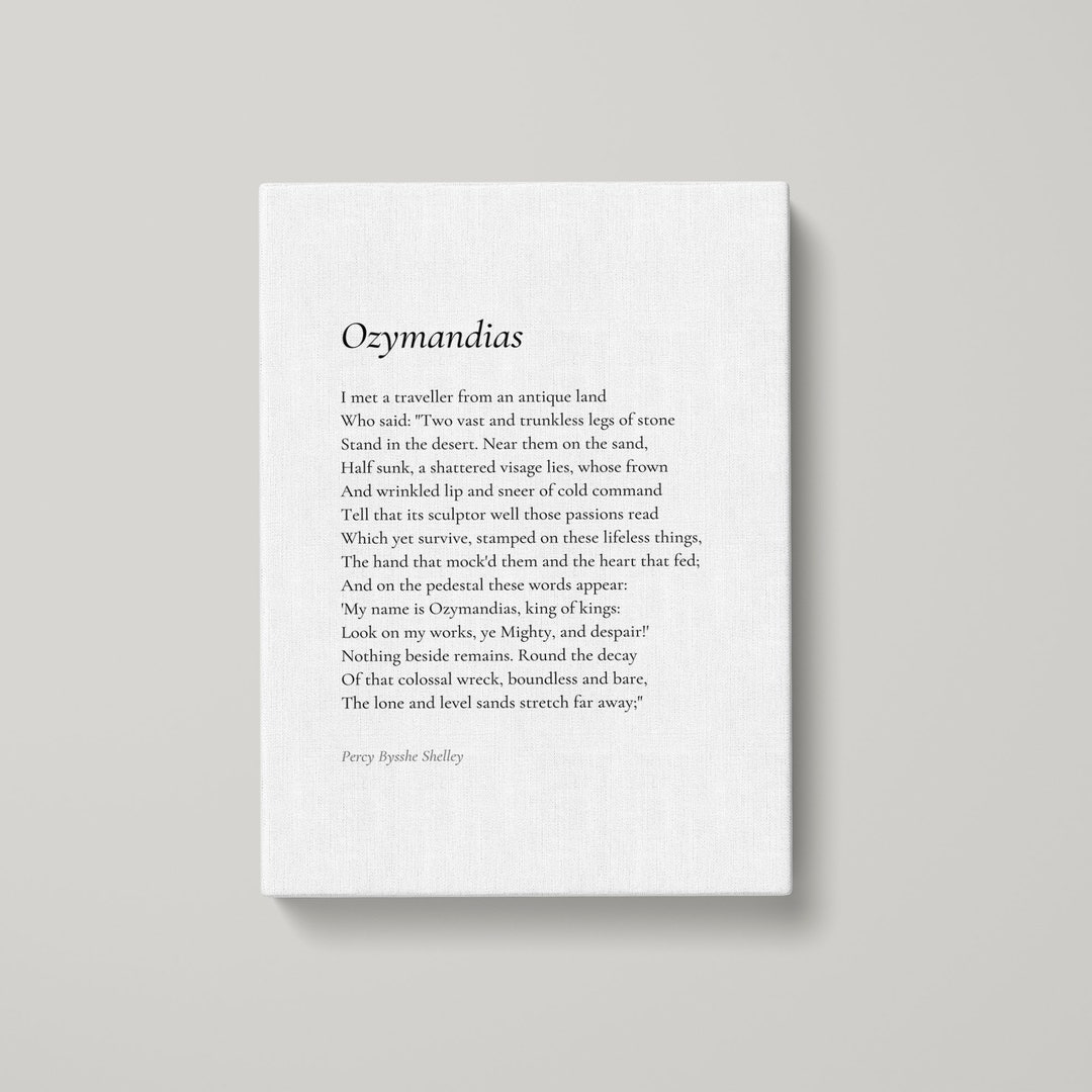 Ozymandias by Percy Bysshe Shelley Poem Canvas Print - Poetry Print ...