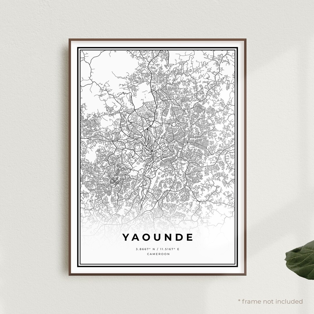Yaounde Map Print, Yaounde Street Map Poster, cameroon, Modern ...