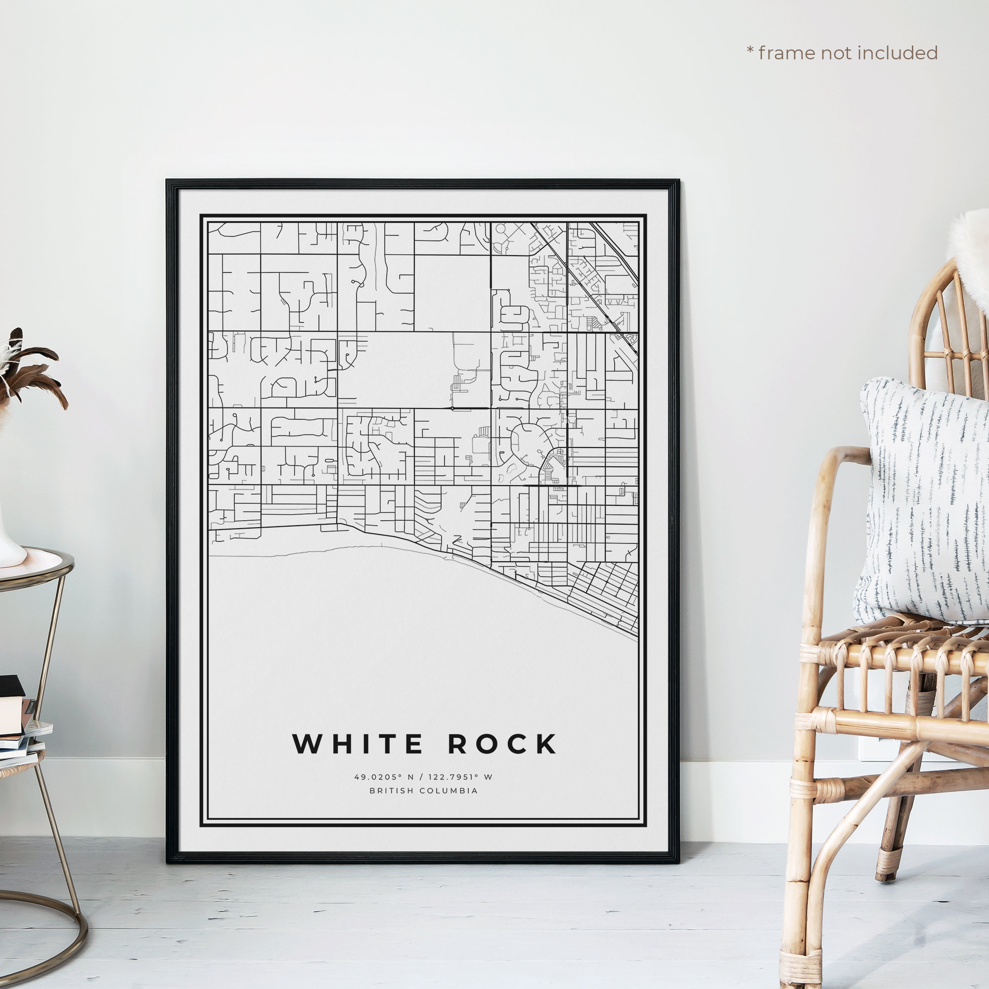 White Rock Map Print White Rock Street Map Poster Canada - Etsy