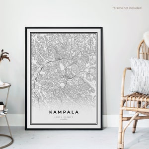 Kampala Map Print, Kampala Street Map Poster, uganda, Modern Minimalist ...