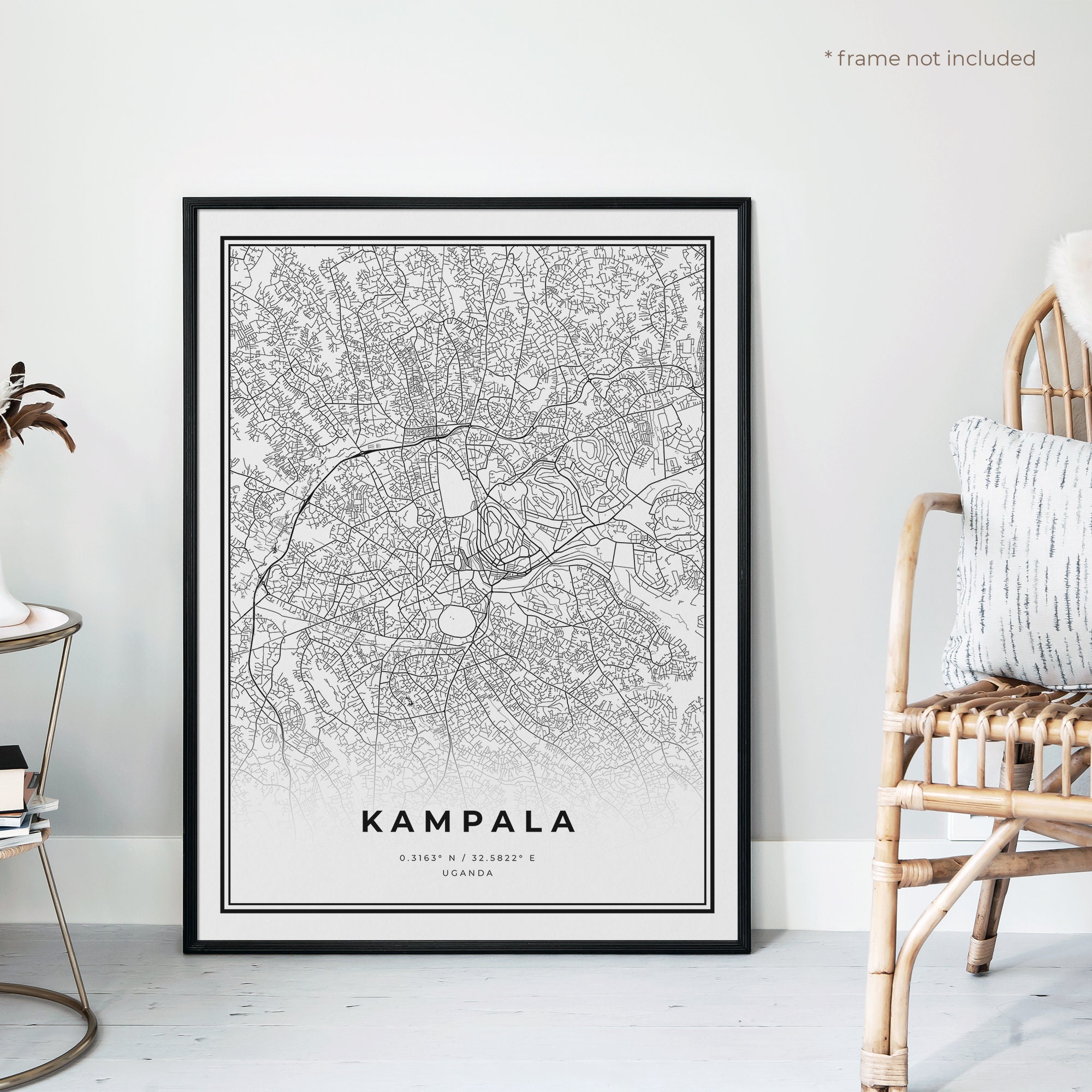 Kampala Map Print, Kampala Street Map Poster, uganda, Modern Minimalist ...