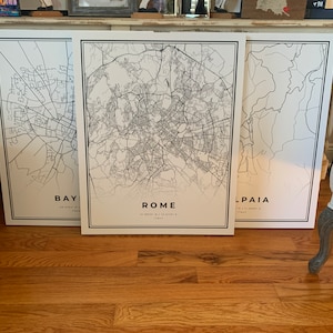 Set of 4 ANY CITY Map Posters, Personalized Map Prints, Custom ...
