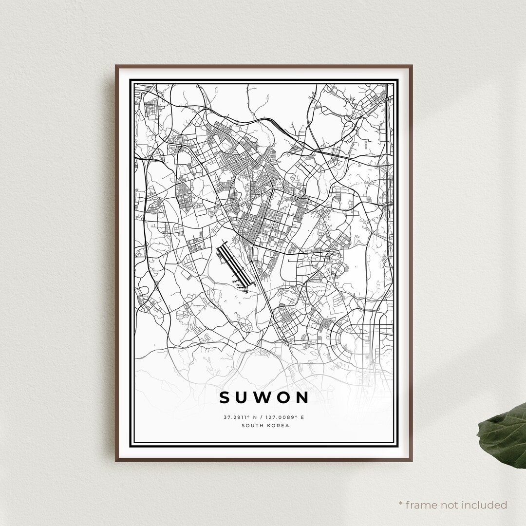 Suwon Map Print Suwon Street Map Poster South Korea Modern - Etsy