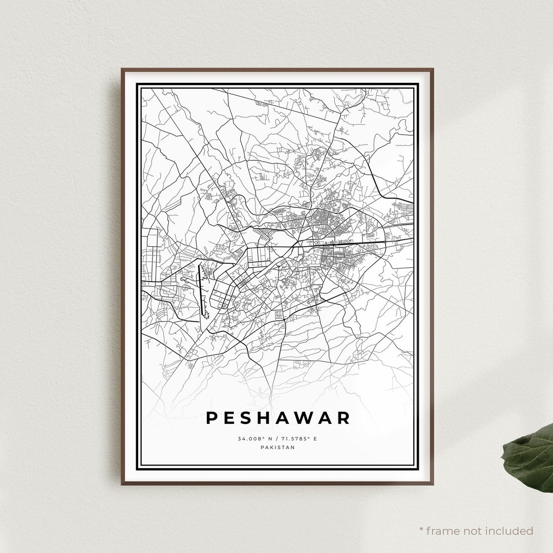 Peshawar Map Print, Peshawar Street Map Poster,pakistan, Modern ...