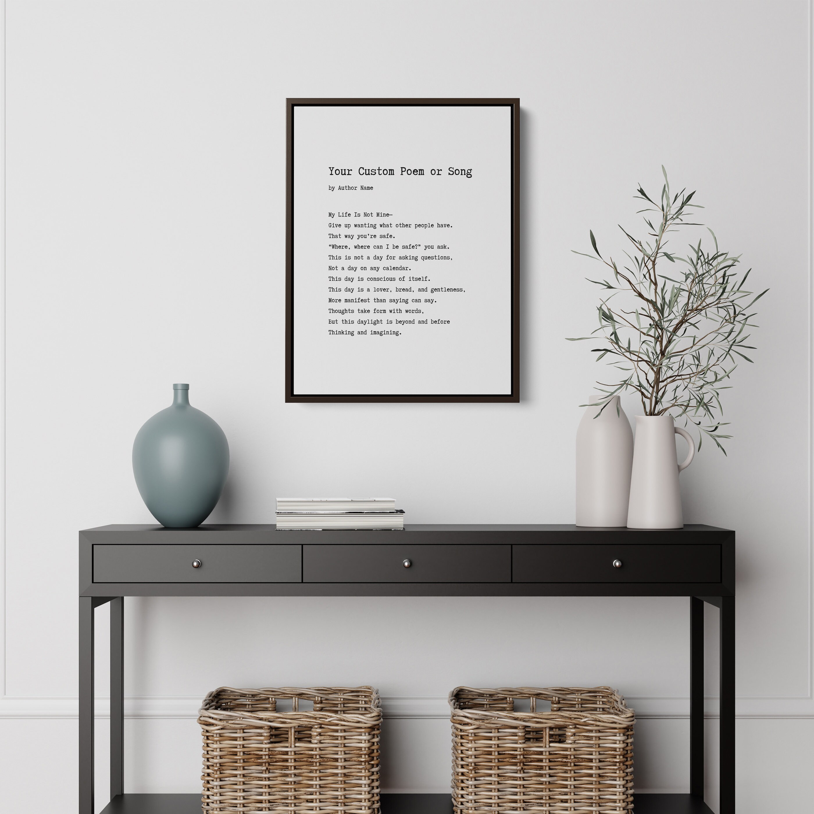 Custom Poem Print Framed Framed Premium Gallery Wrap Canvas - Etsy