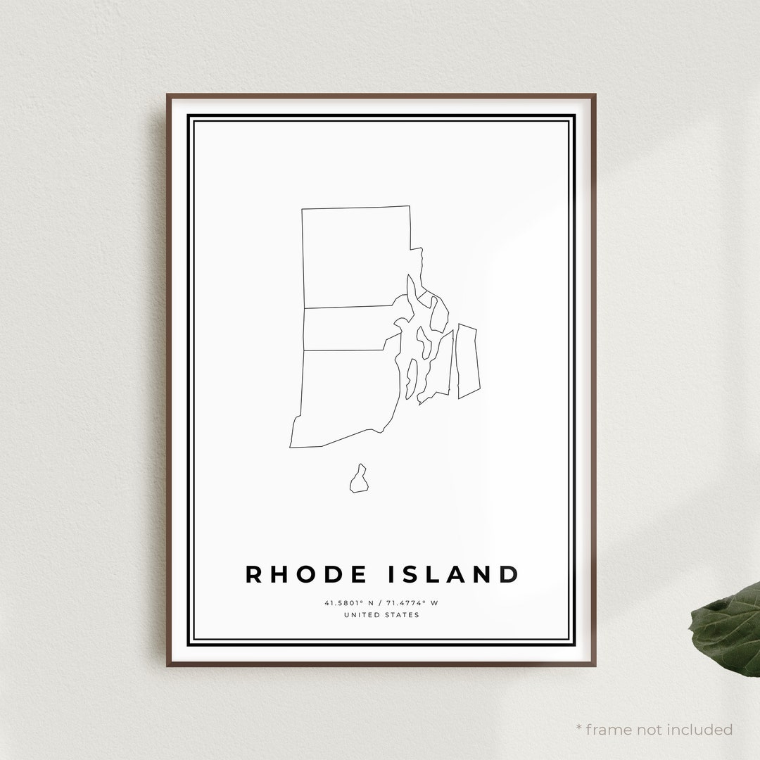 Rhode Island Map Print, Rhode Island Street Map Poster, United States ...
