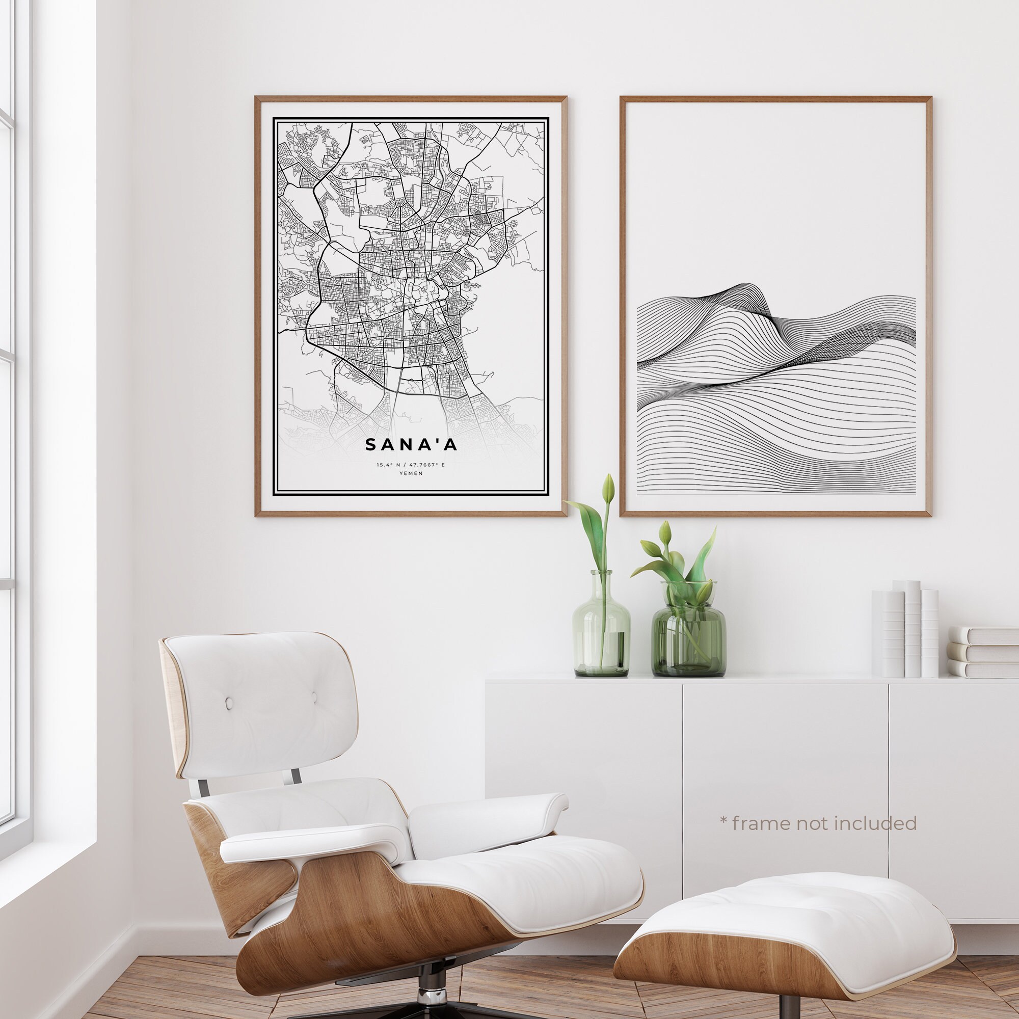 Sana'a Map Print Sana'a Street Map Poster Yemen - Etsy