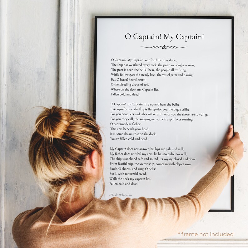 O Captain My Captain by Walt Whitman Poem Print Poetry | Etsy