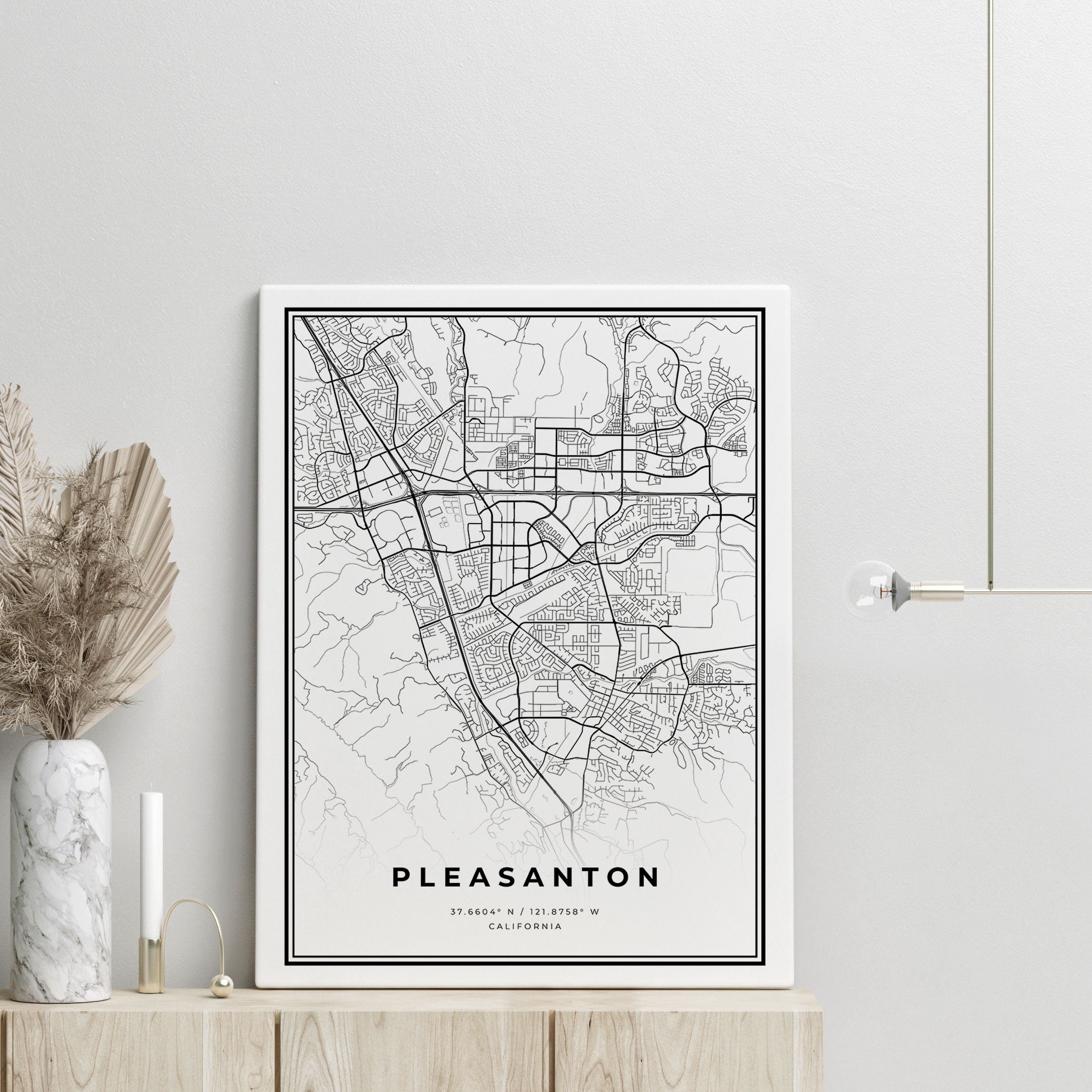 Pleasanton Map Print Pleasanton Street Map Canvas | Etsy