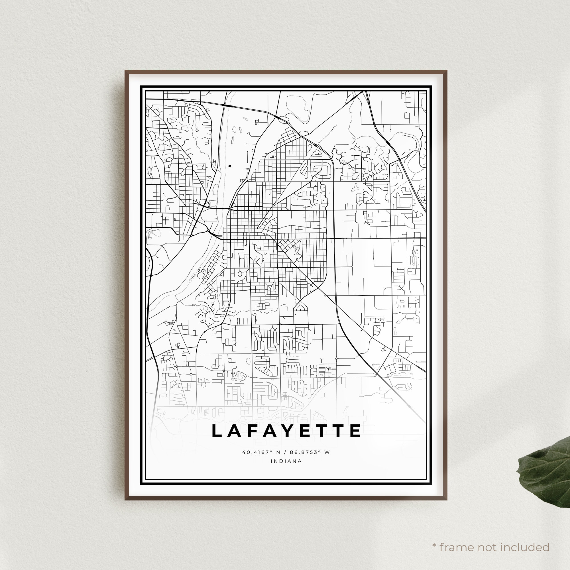 Lafayette Map Print Lafayette Street Map Poster Indiana - Etsy