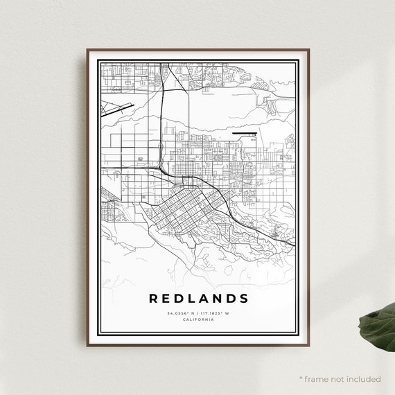 Redlands Map Print Redlands Street Map Poster California | Etsy