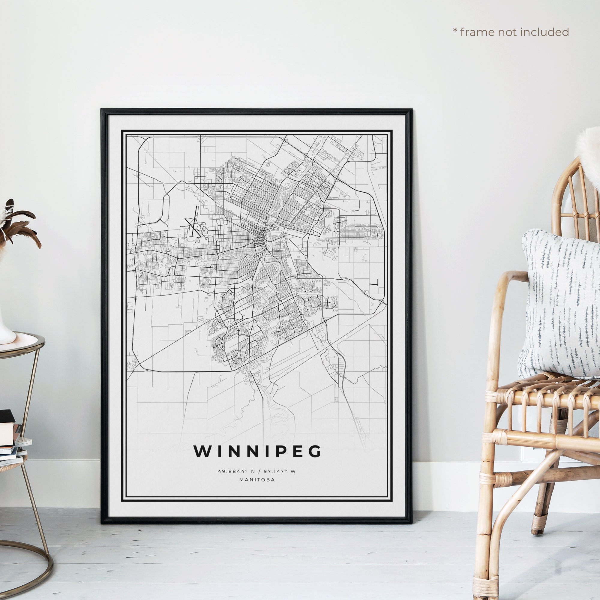 Winnipeg Map Print Winnipeg Street Map Poster Canada Modern | Etsy