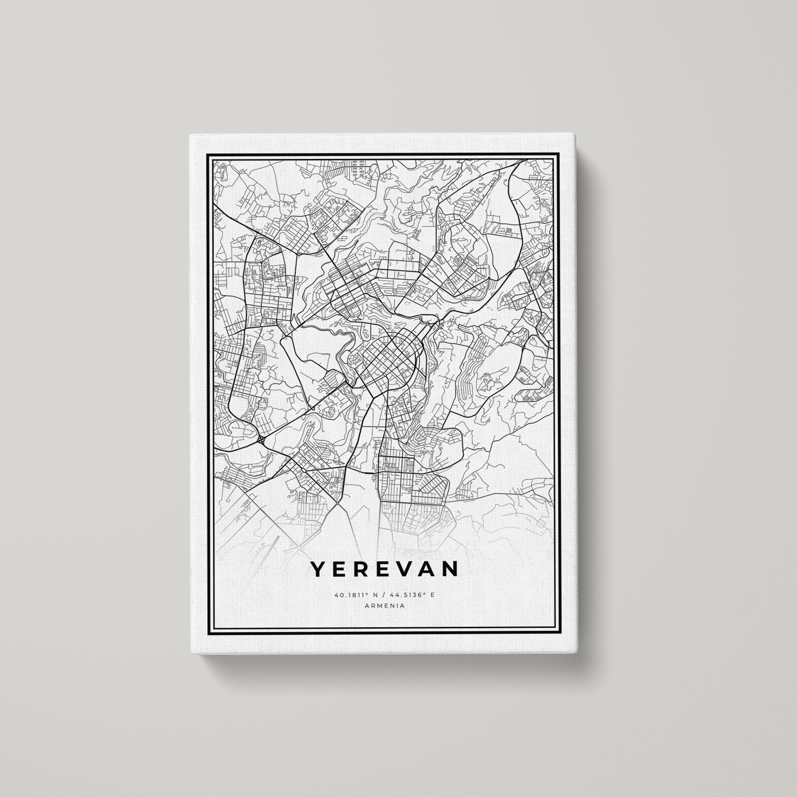 Yerevan Map Print Yerevan Street Map Canvas Armenia Modern - Etsy