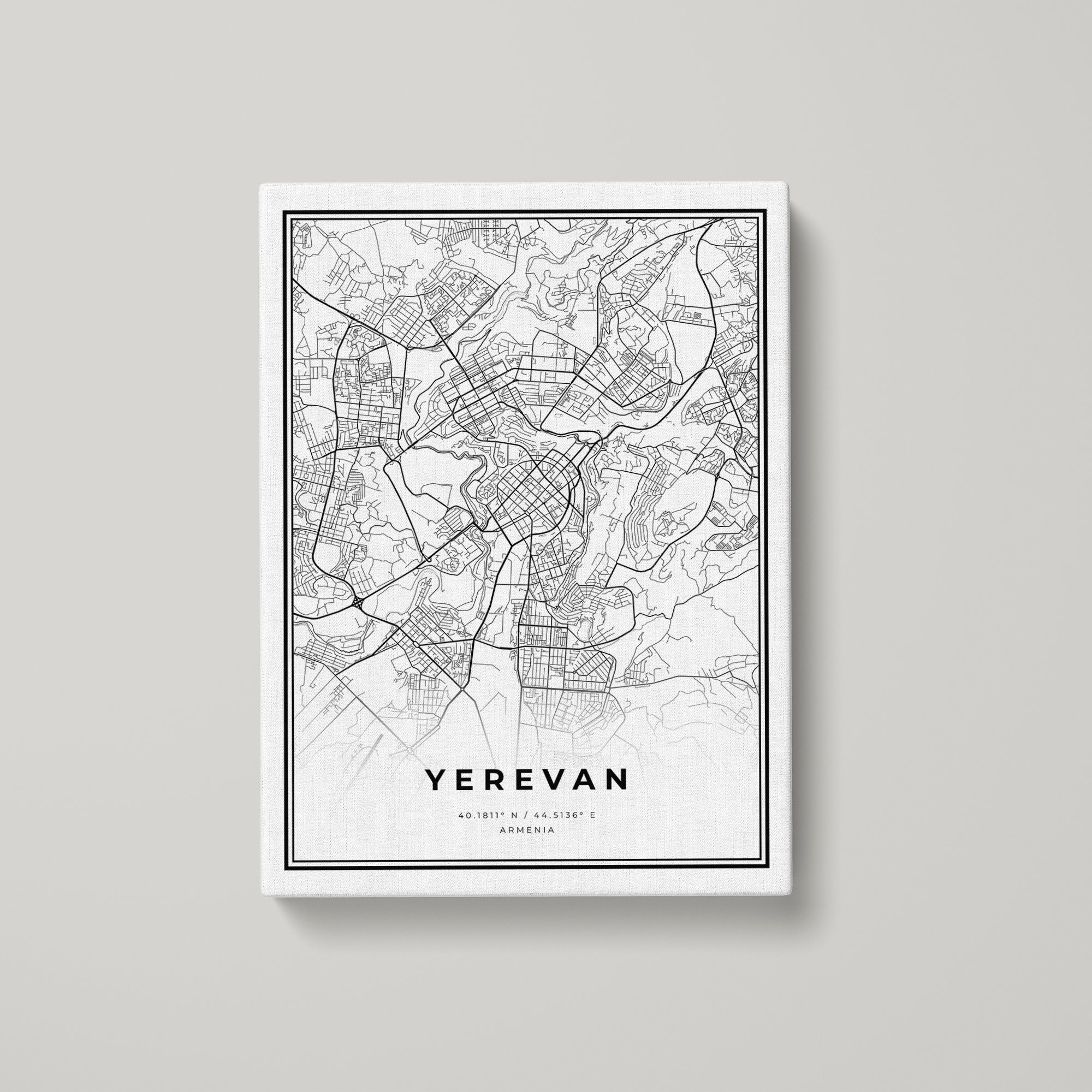 Yerevan Map Print Yerevan Street Map Canvas Armenia Modern | Etsy