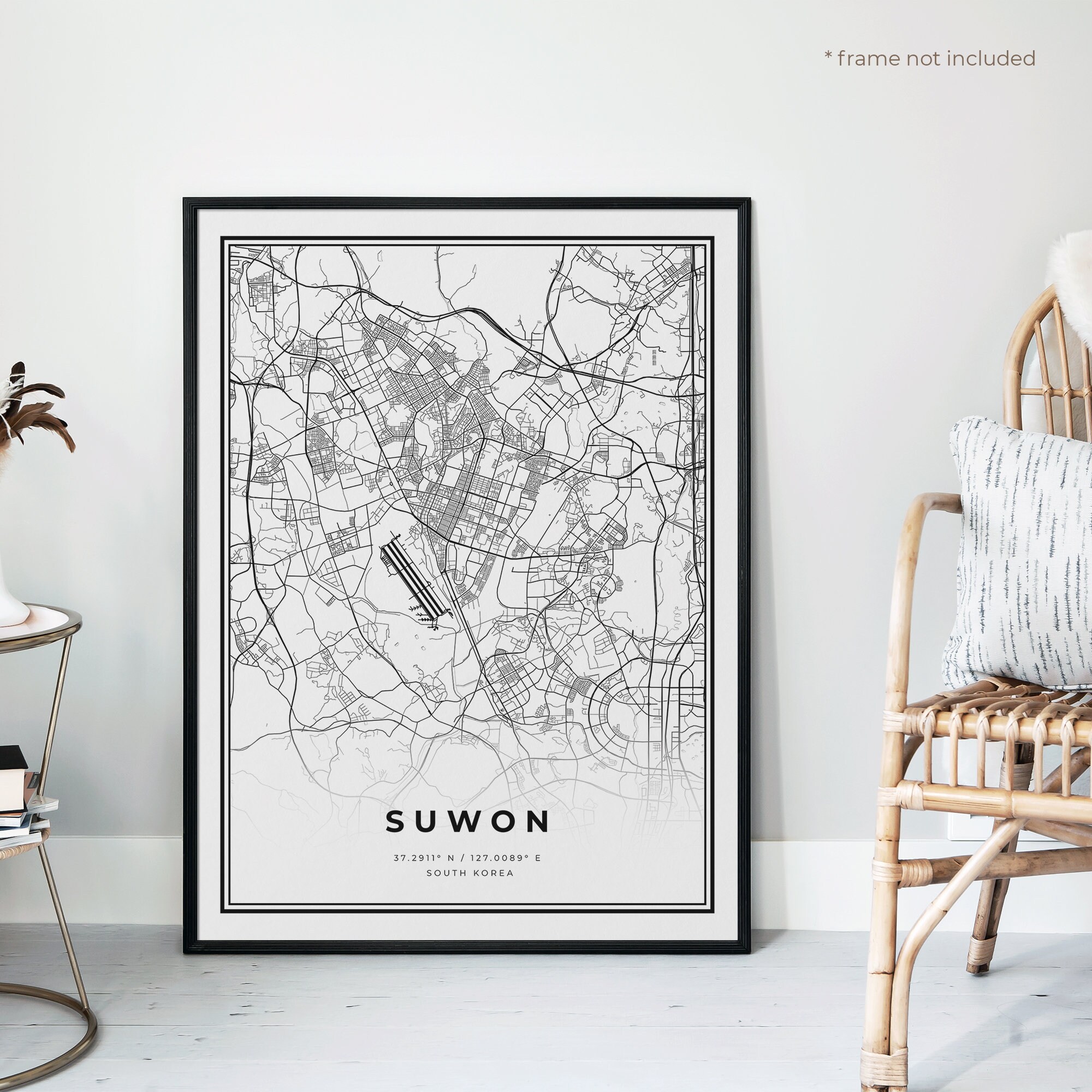 Suwon Map Print Suwon Street Map Poster South Korea Modern | Etsy