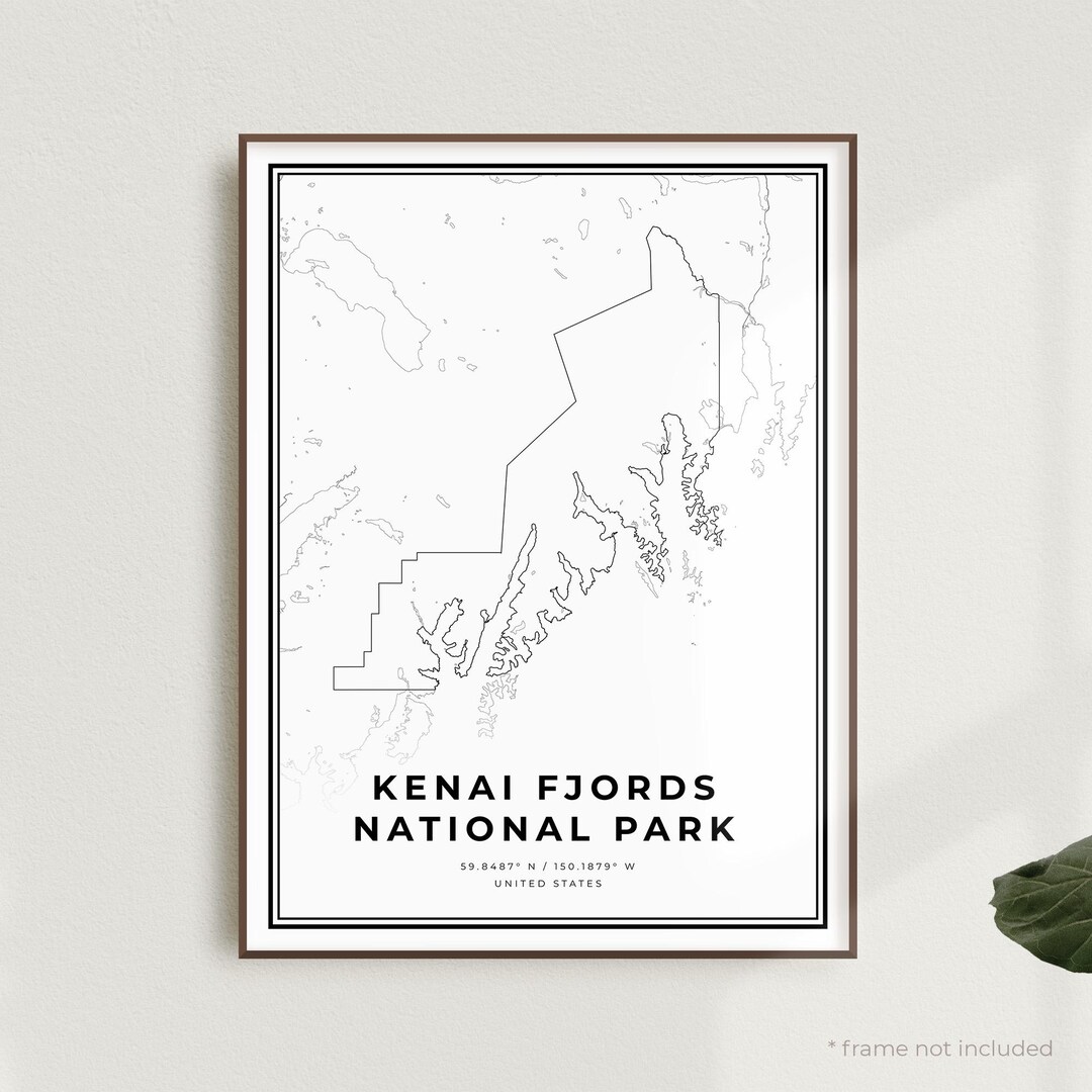Kenai Fjords National Park Map Print, United States, Modern Minimalist ...