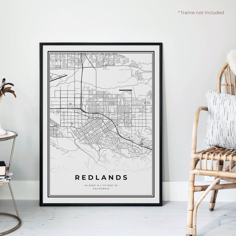 Redlands Map Print Redlands Street Map Poster California | Etsy