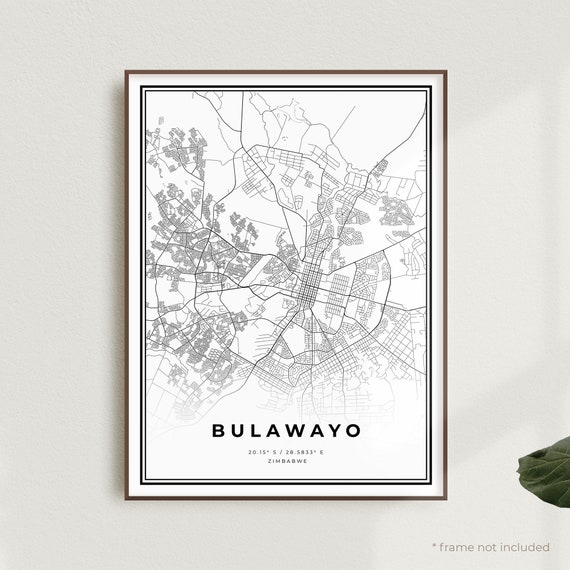 Bulawayo Map Print Bulawayo Street Map Posterzimbabwe | Etsy