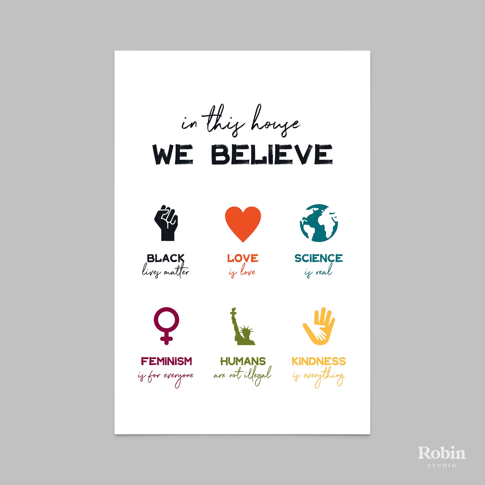 In This House We Believe Printable Poster Black Lives Matter - Etsy