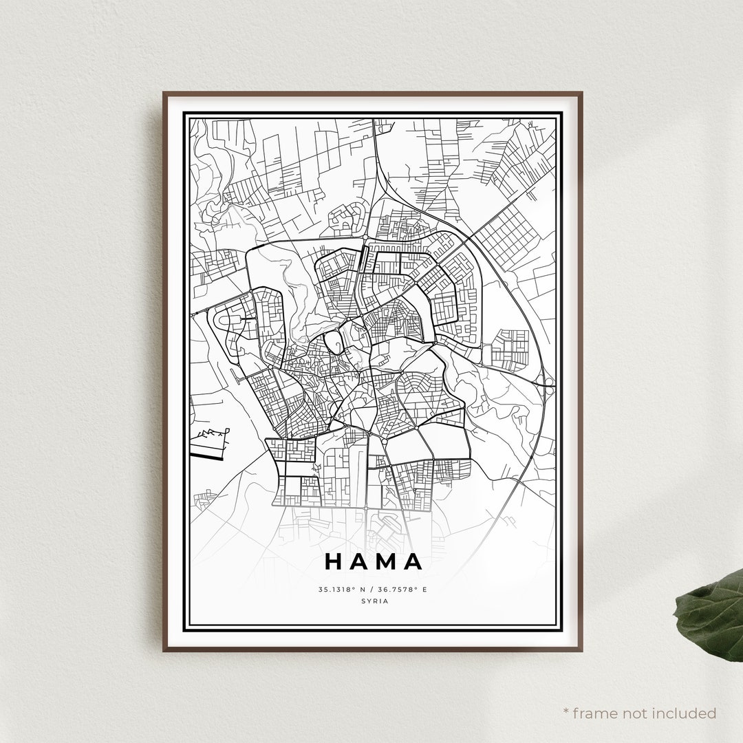 Hama Map Print, Hama Street Map Poster,syria, Modern Minimalist Map ...
