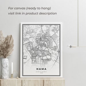 Hama Map Print, Hama Street Map Poster,syria, Modern Minimalist Map ...