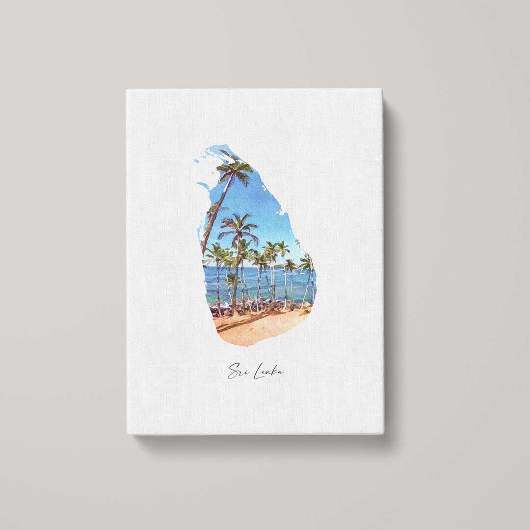 Sri Lanka Watercolor Map Canvas Print, Sri Lanka Art Print, Sri Lanka ...