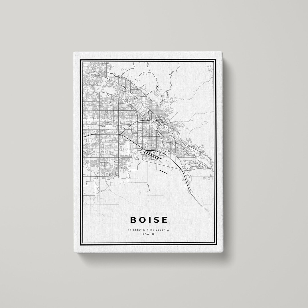 Boise Map Print, Boise Street Map Canvas, Idaho, Modern Minimalist Map ...