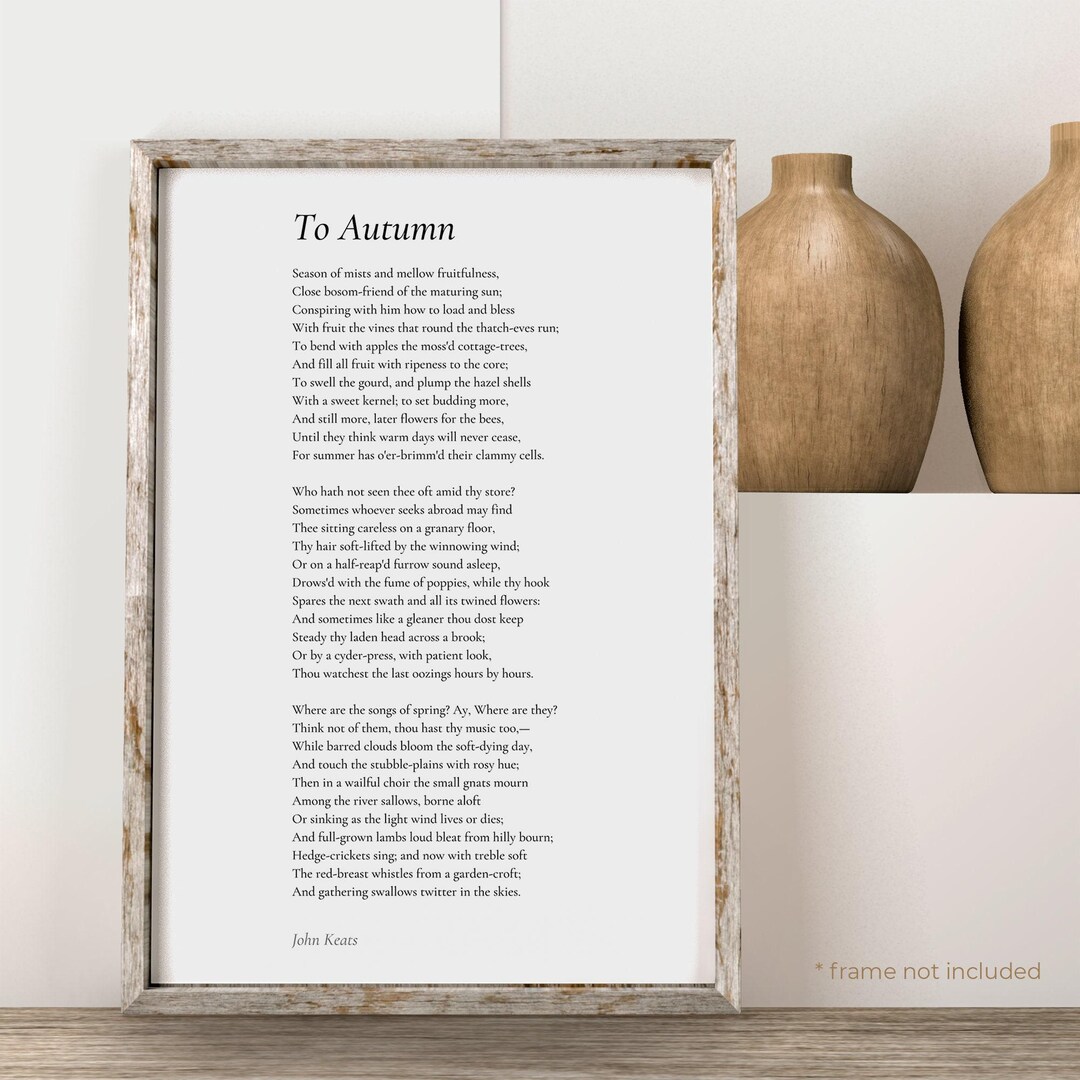 To Autumn by John Keats Poem Print - Poetry Print Gift, Literaty Poster ...