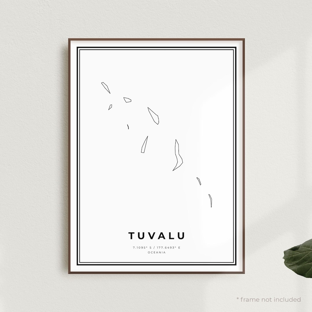 Tuvalu Map Print, Tuvalu Street Map Poster, Oceania, Modern Minimalist ...