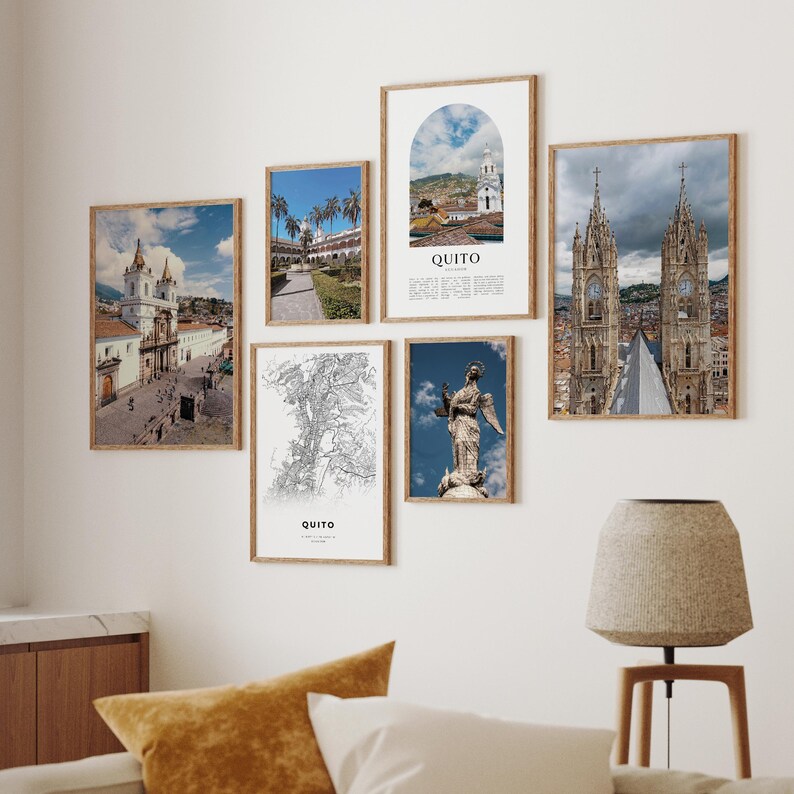 Quito Wall Art Set of 6, Ecuador Travel Prints, City Map and Photo ...