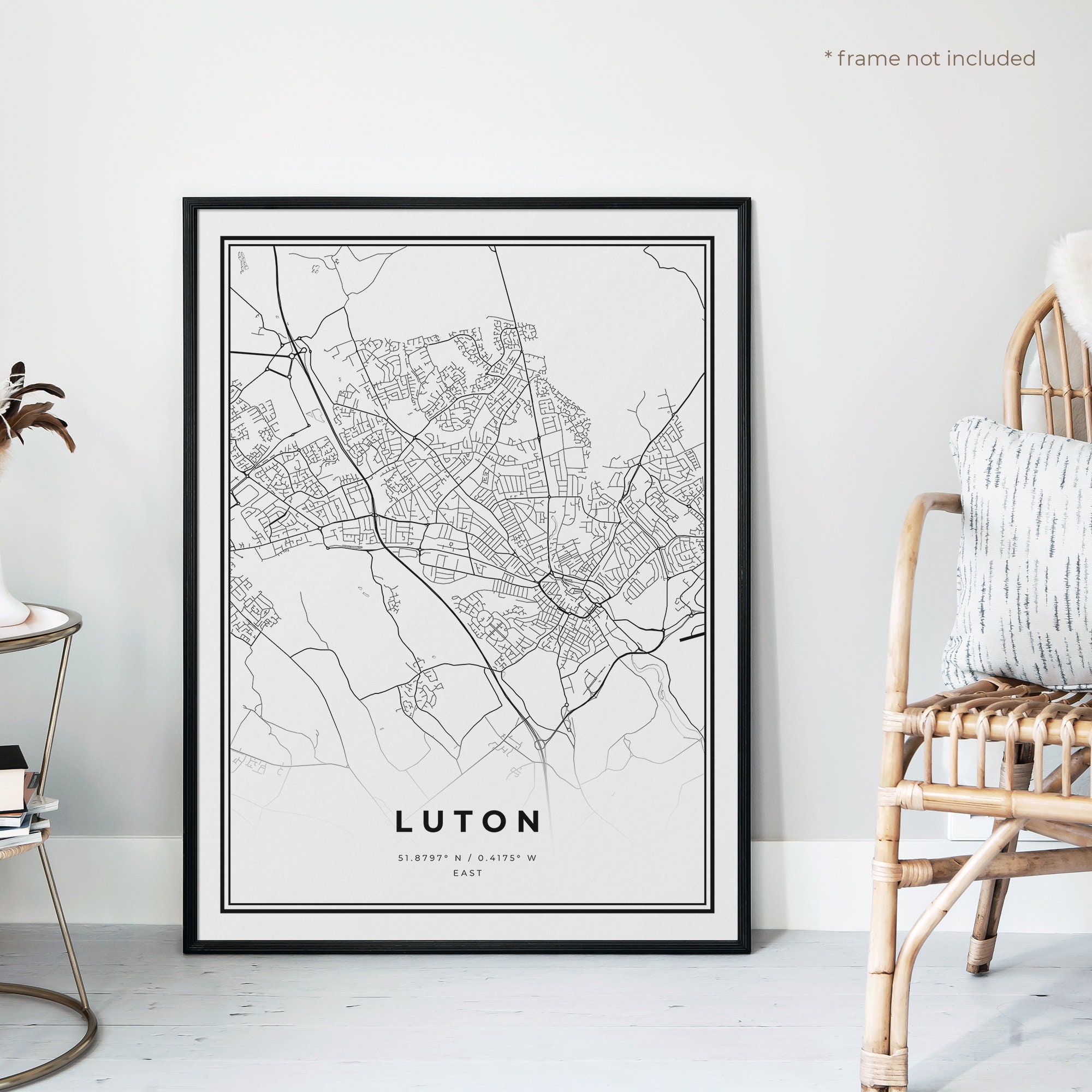 Luton Map Print Luton Street Map Poster UK Modern | Etsy