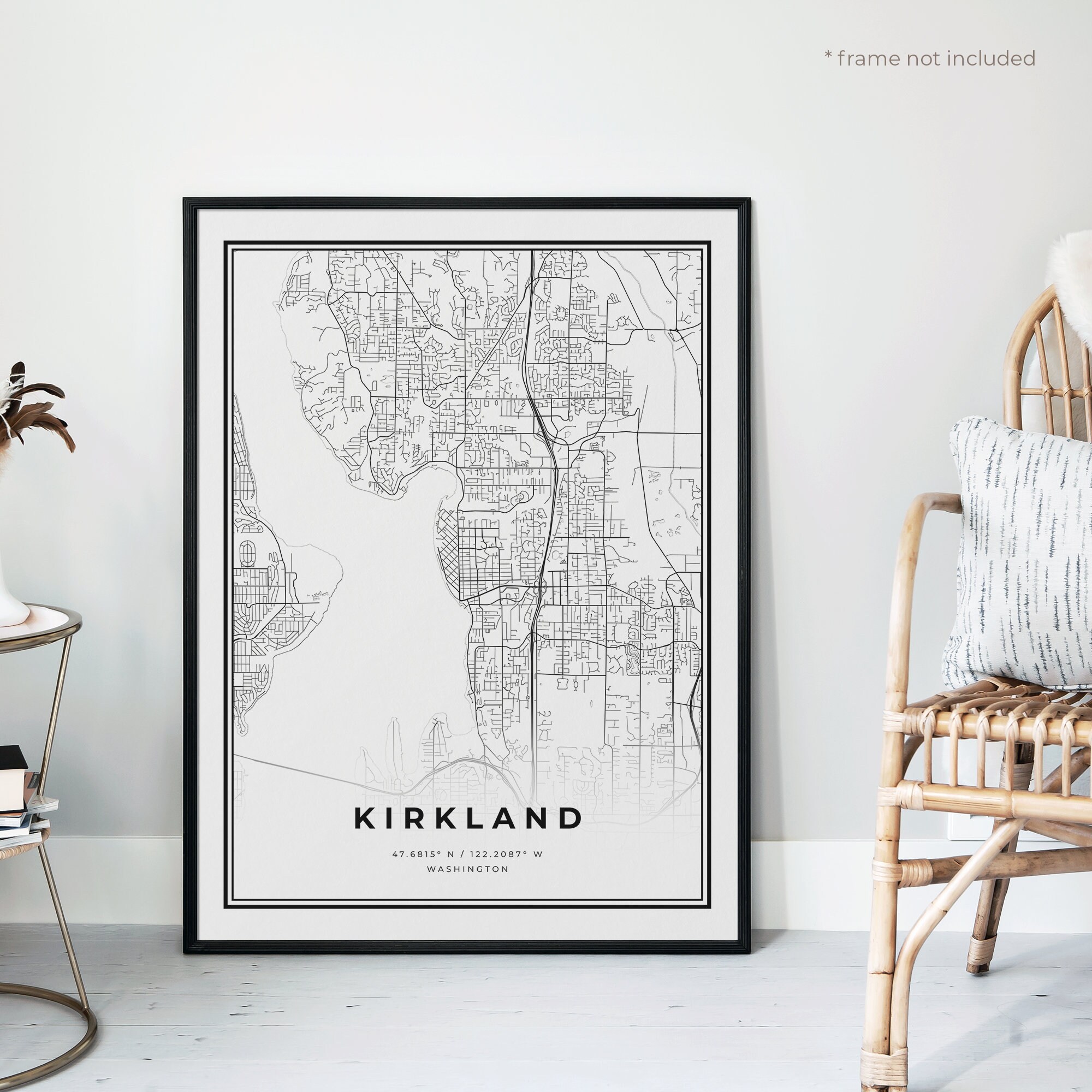 Kirkland Map Print Kirkland Street Map Poster Washington | Etsy